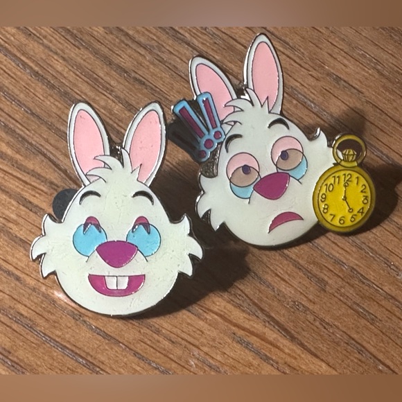 Disney | Jewelry | Alice In Wonderland White Rabbit Pin Set Disney ...